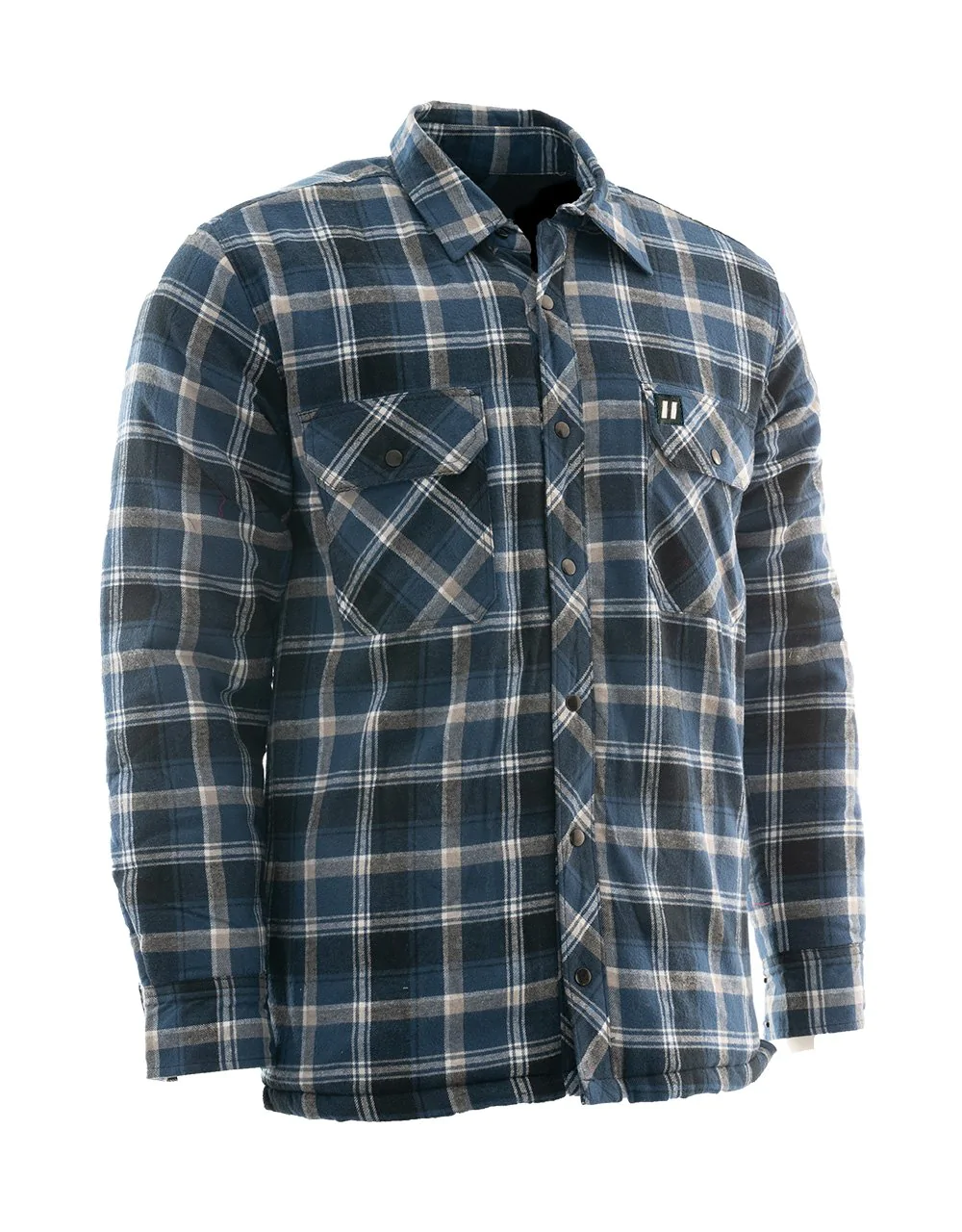 Blue Plaid Quilted Flannel Shirt - Eco PPE & Safety Supplies Inc.